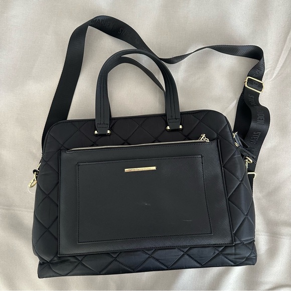 Steve Madden | Bags | Steve Madden Quilted Black Laptop Bag With ...